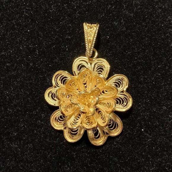 Jewelry | Veronese Gold Vermeil Filigree Flower Pendant | Poshmark